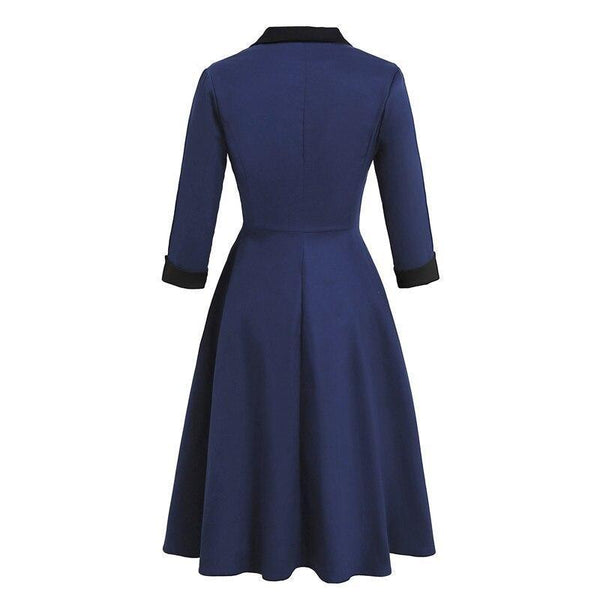 Marineblaues Langarm-Vintage-Kleid | Mein Vintage Kleid
