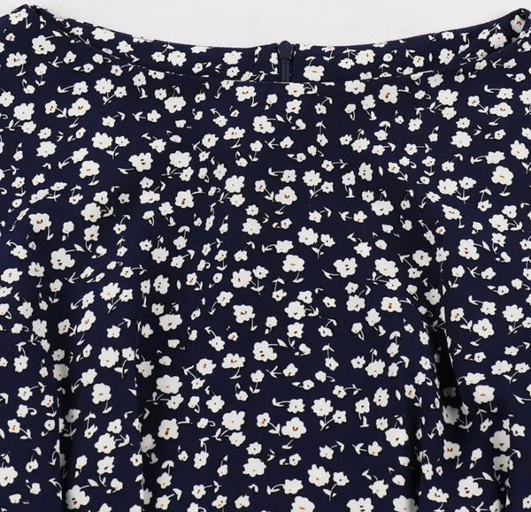 Marineblaues Vintage-Kleid mit hoher Taille | Mein Vintage Kleid